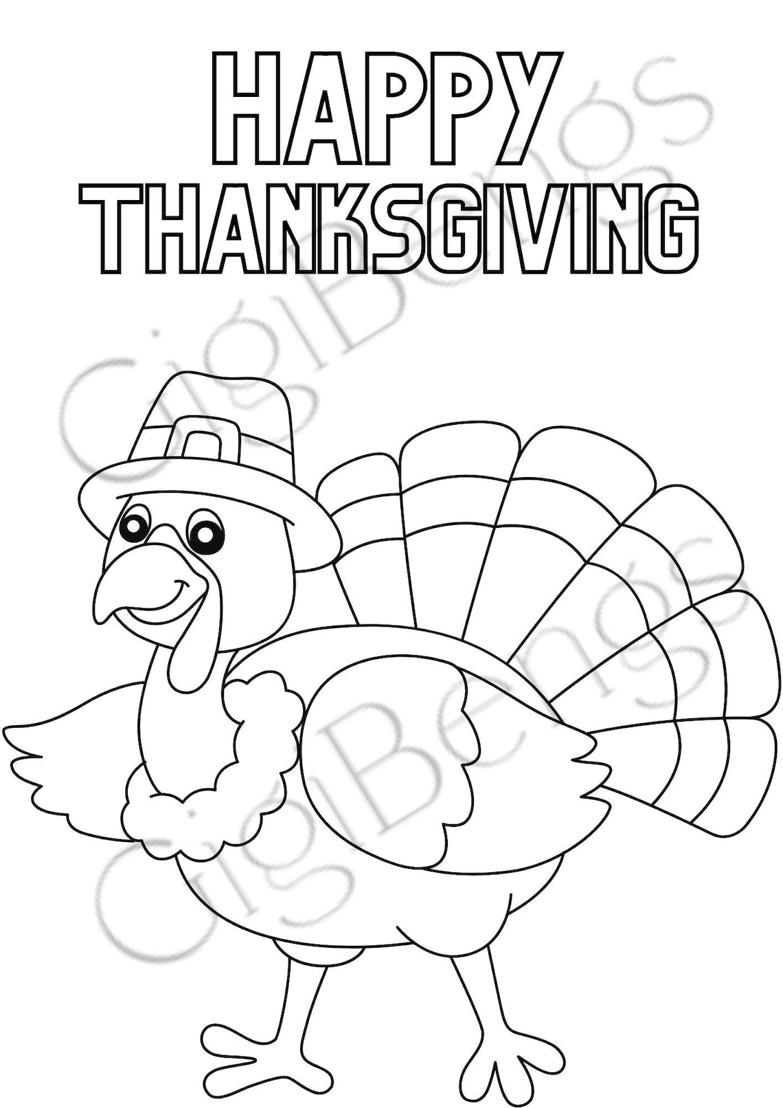 Five Happy Thanksgiving Turkey Coloring Pages for Kids Happy ...