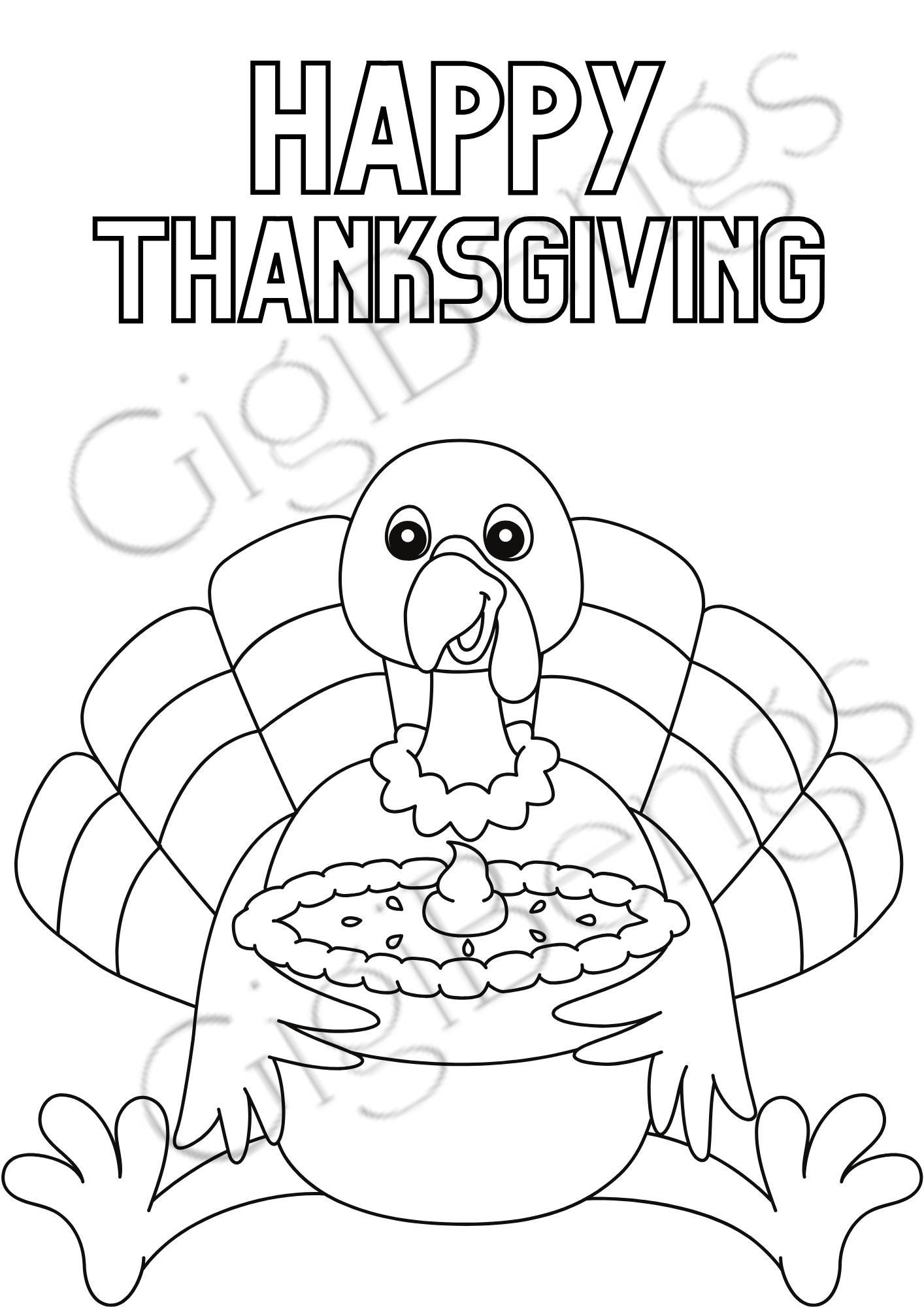 Five Happy Thanksgiving Turkey Coloring Pages for Kids Happy ...