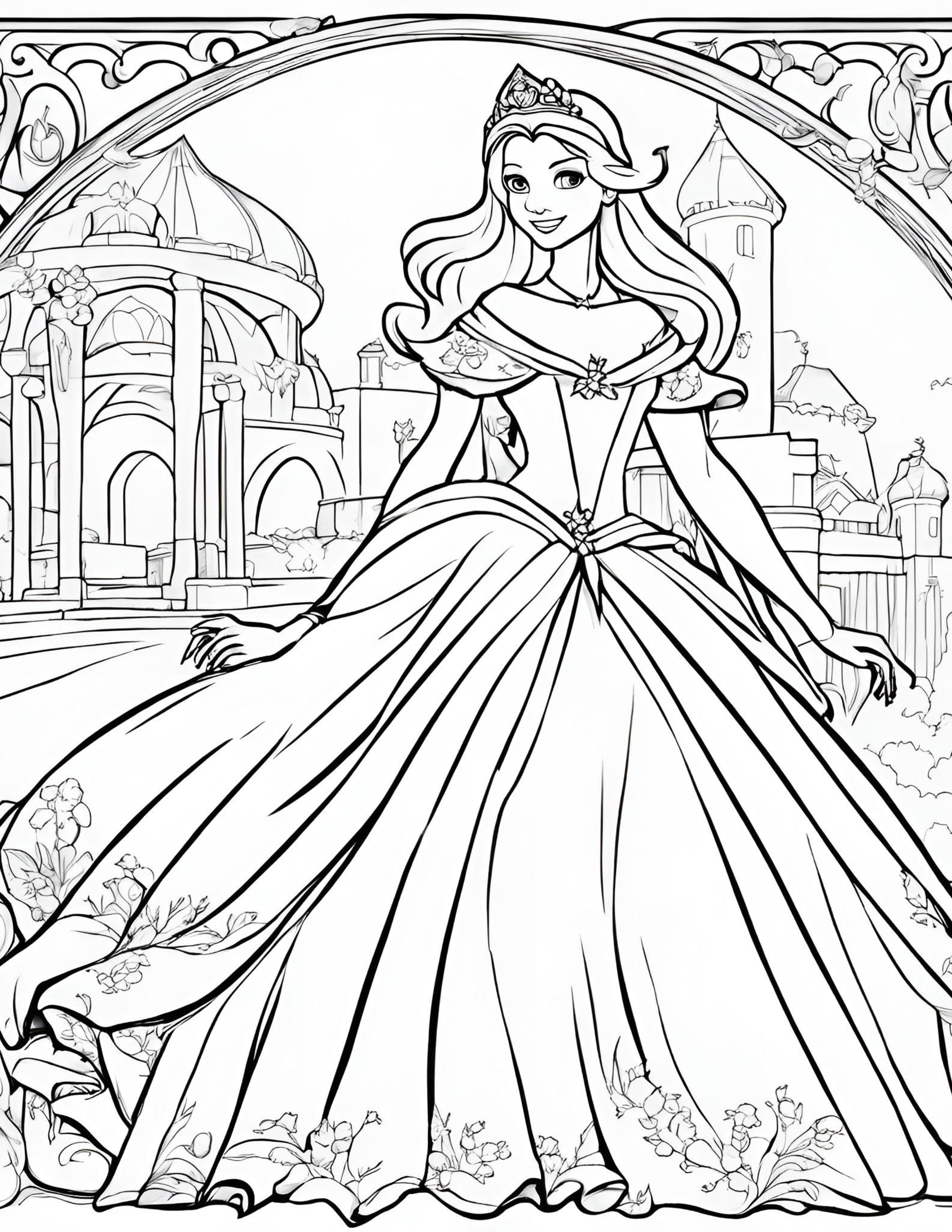 12 Princess Coloring Pages BUNDLE Printable Art for Girls Princess Art ...