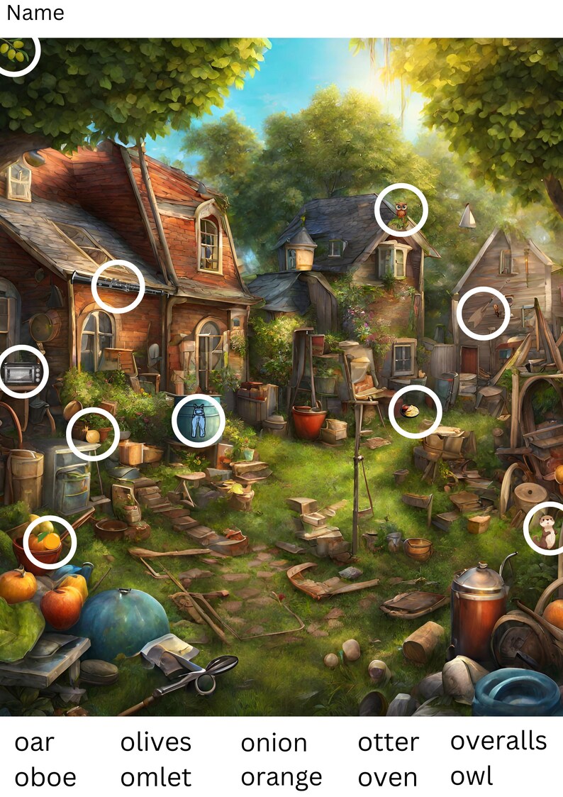 Hidden Object Game Puzzle: Letter O Learning Game (instant Download) - Etsy