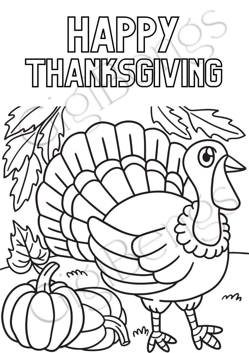 Five Happy Thanksgiving Turkey Coloring Pages for Kids Happy ...