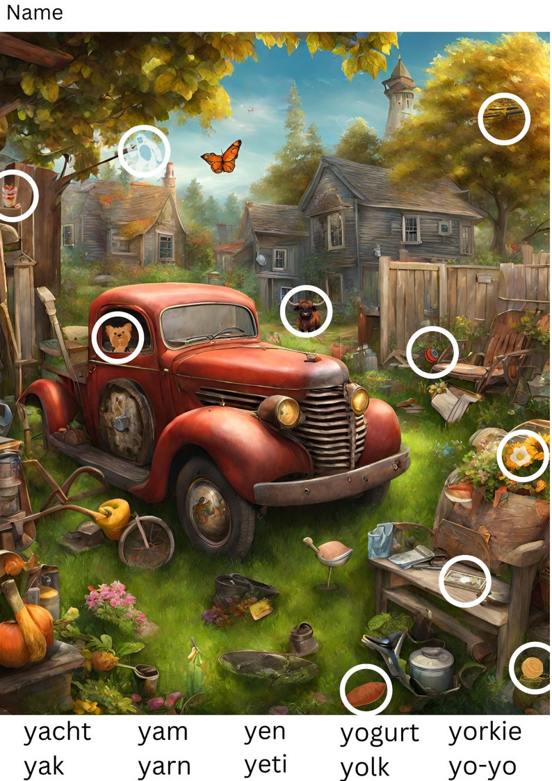 Letter Y Hidden Object Game: Printable Kids Activity (digital Download ...