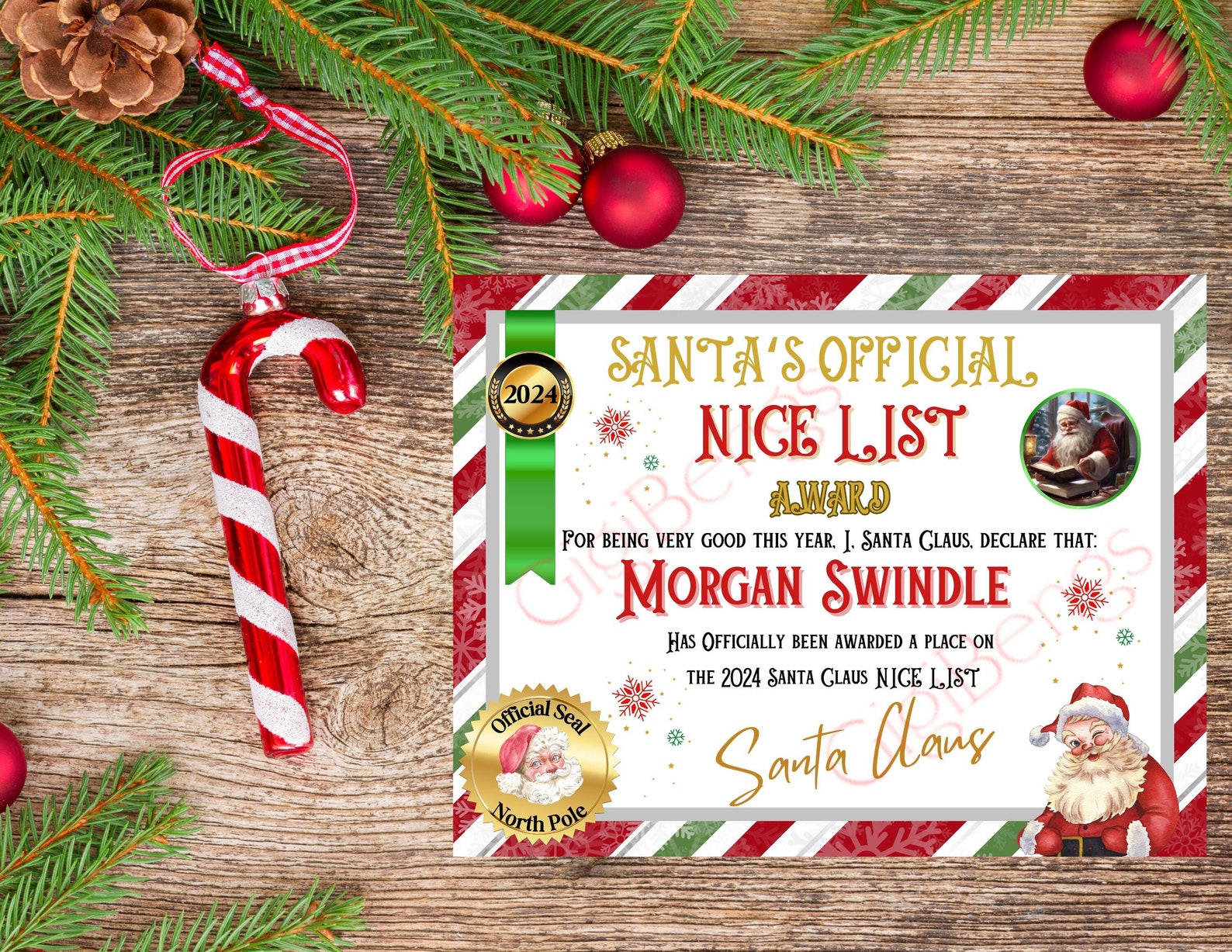 EDITABLE Official Nice List Award From Santa for Kids Christmas Santa ...