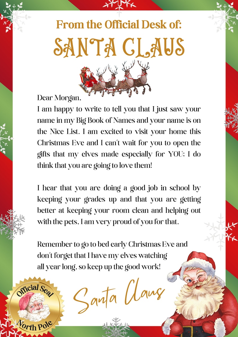 EDITABLE Official Letter From Santa for Kids Bundle With Santa Envelope Christmas Santa Letter ...