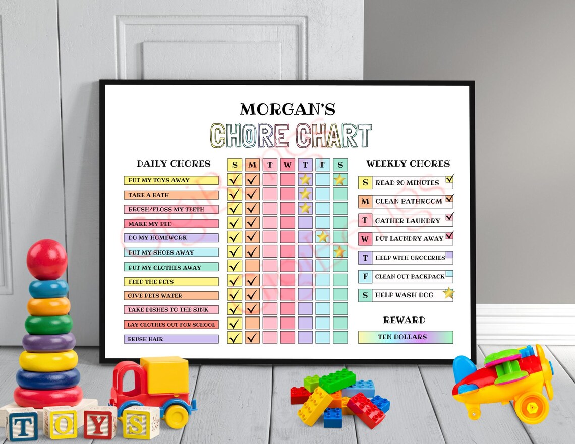 EDITABLE Chore Chart for Kids Printable Chore Chart for Children ...