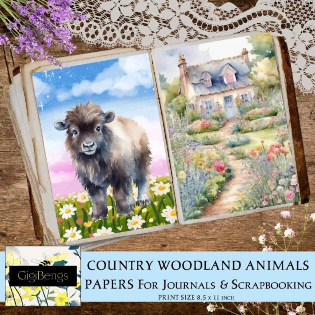 PRINTABLE Cottagecore Paper Woodland Animals & Floral Printable Paper ...