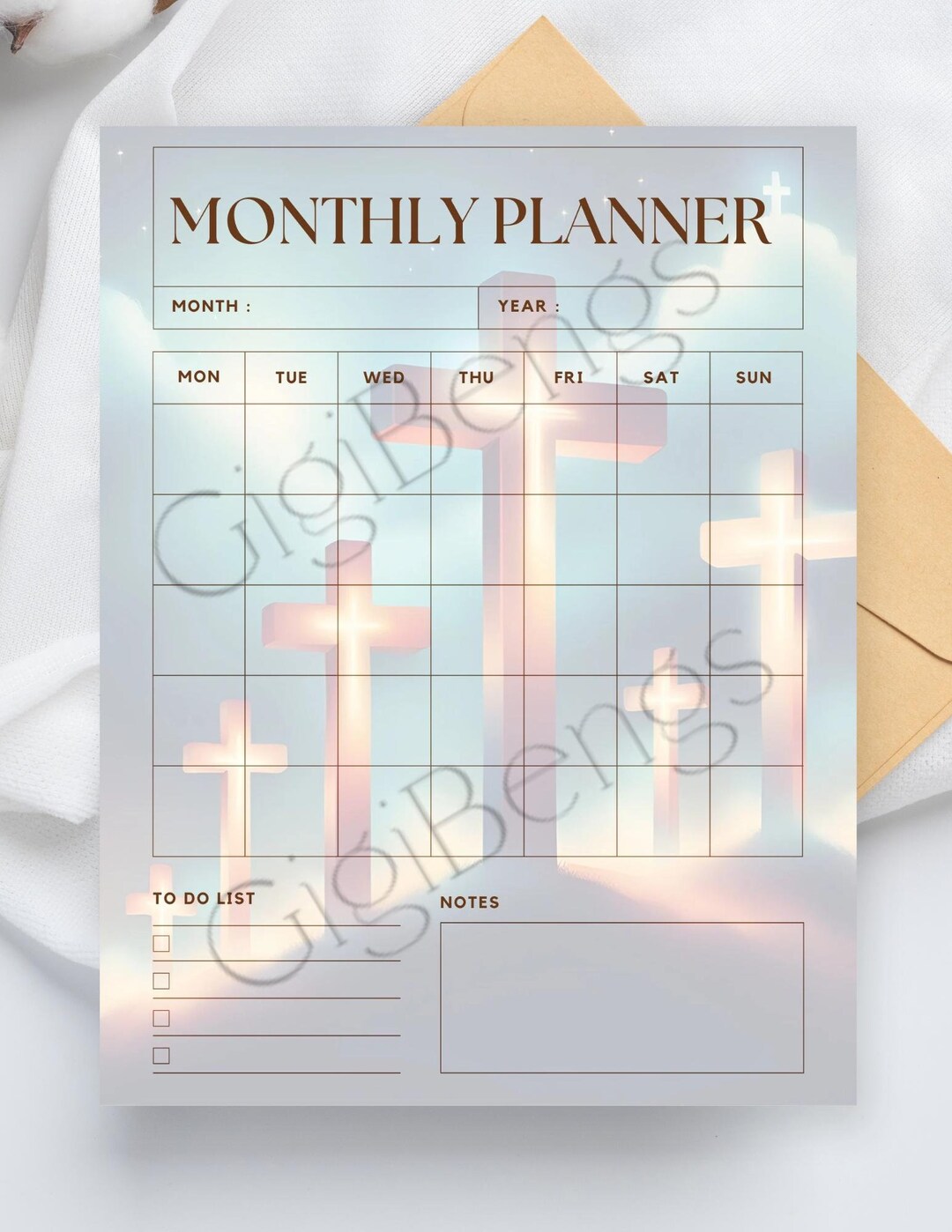PRINTABLE Monthly Planner With Crosses PRINT NOW Christian Planner ...