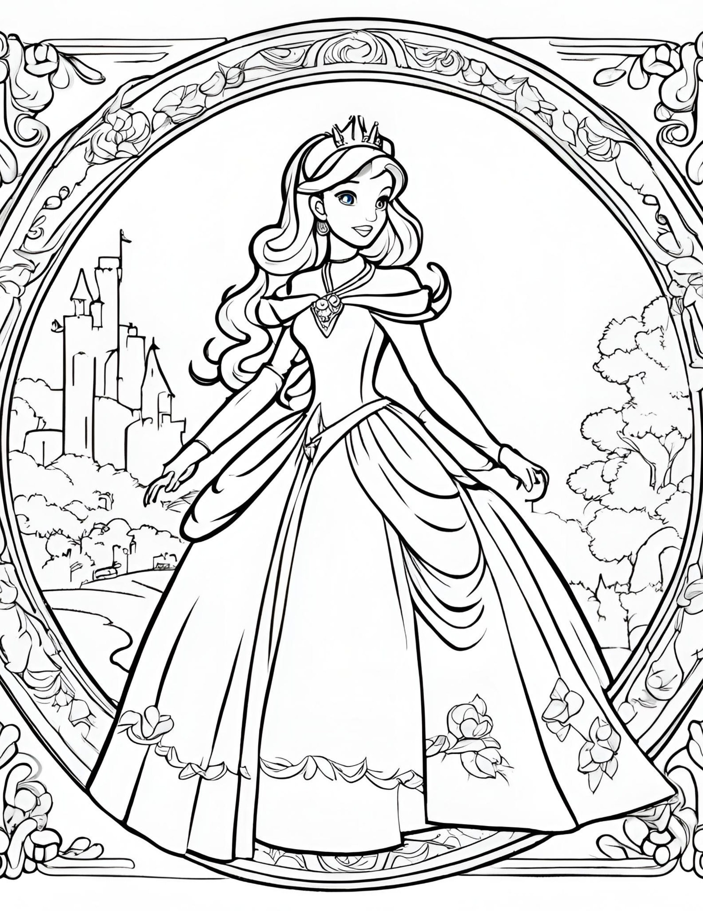 12 Princess Coloring Pages BUNDLE Printable Art for Girls Princess Art ...