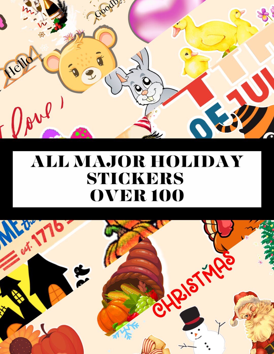 Holiday Stickers Digital Clip Art New Years Eve Sticker Valentines ...