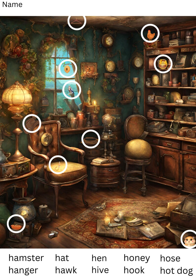 Letter H Alphabet Puzzle, Hidden Object Game (printable PNG) - Etsy