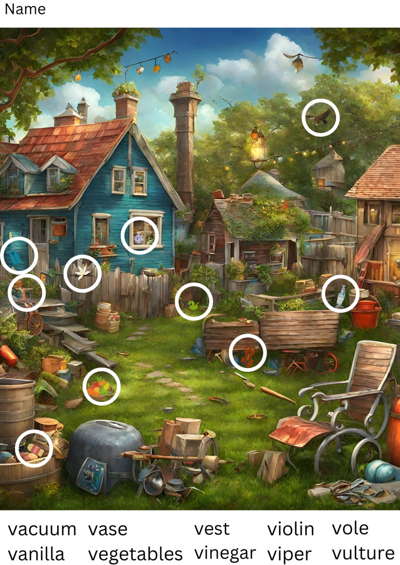 Hidden Object Game: Letter V Treasure Hunt - Printable Kids Activity - Etsy