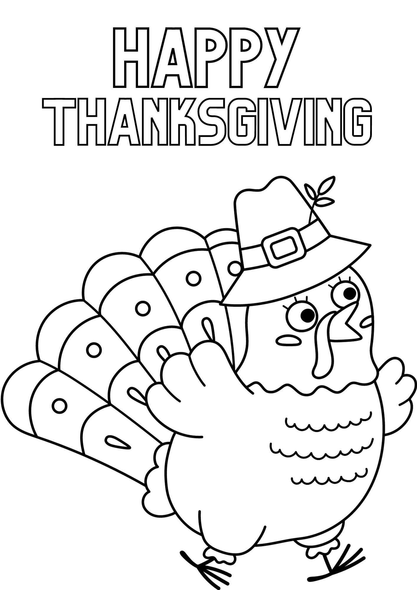 Five Happy Thanksgiving Turkey Coloring Pages for Kids Happy ...