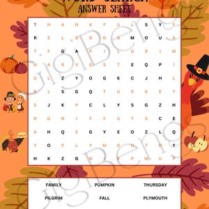 Thanksgiving Word Search Classroom Games Printable Party Game Digital ...