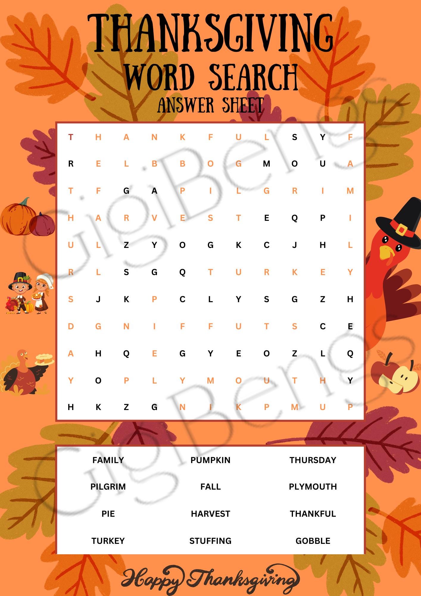 Thanksgiving Word Search Classroom Games Printable Party Game Digital ...