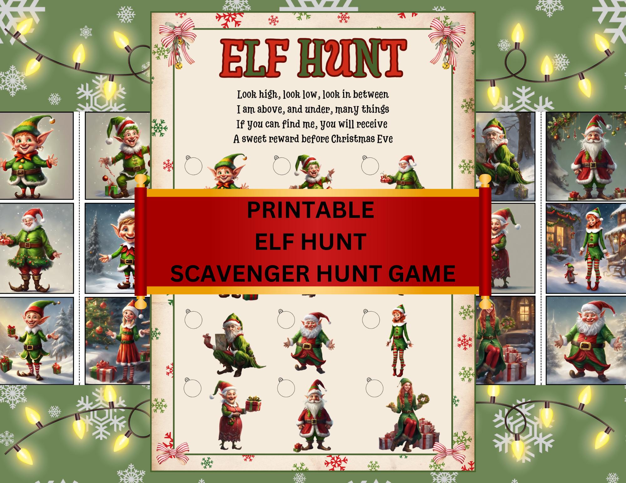 PRINTABLE Elf Hunt Scavenger Hunt Game Print Now Elf Christmas Game for ...