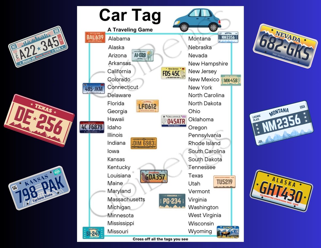 Car Tag Game License Plate TRAVEL GAME for Kids Fun Activity for ...