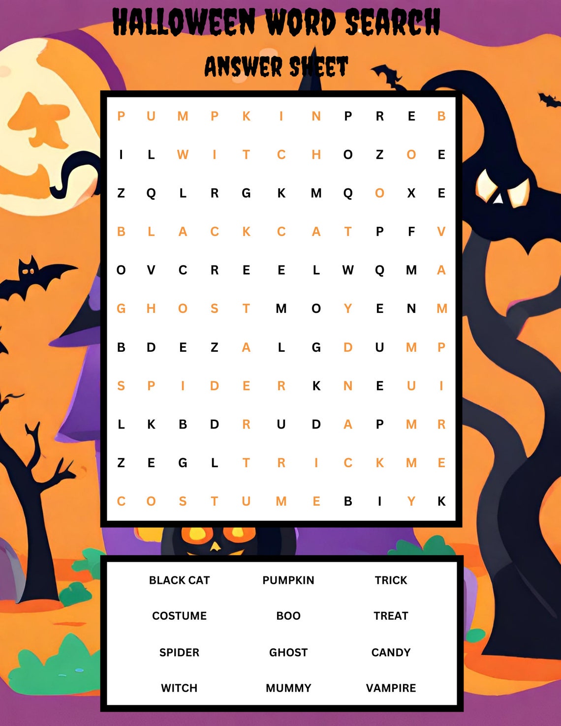 Halloween Word Search Classroom Games Printable Party Game Digital ...