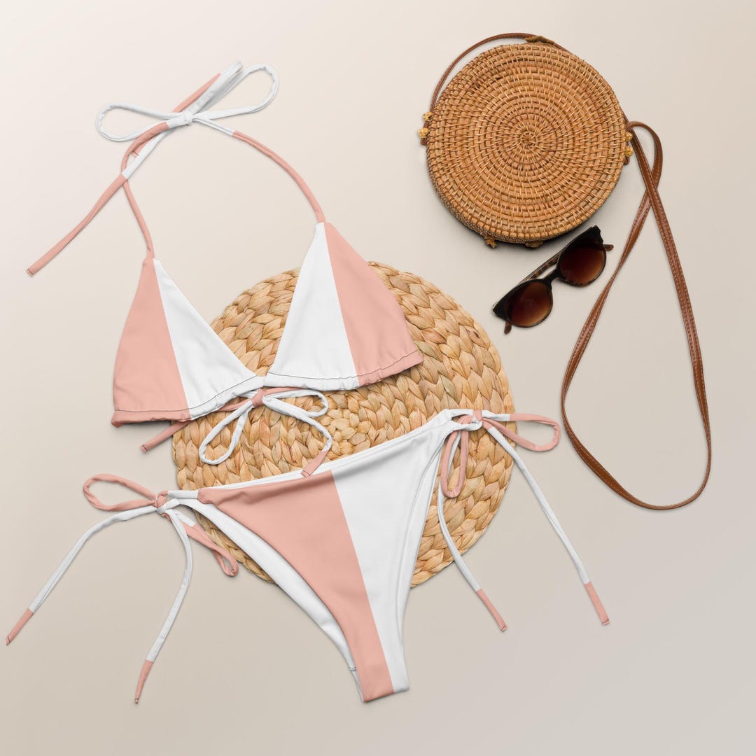 Peach and White String Bikini for Women and Teens Sizes From XXS to 6XL ...