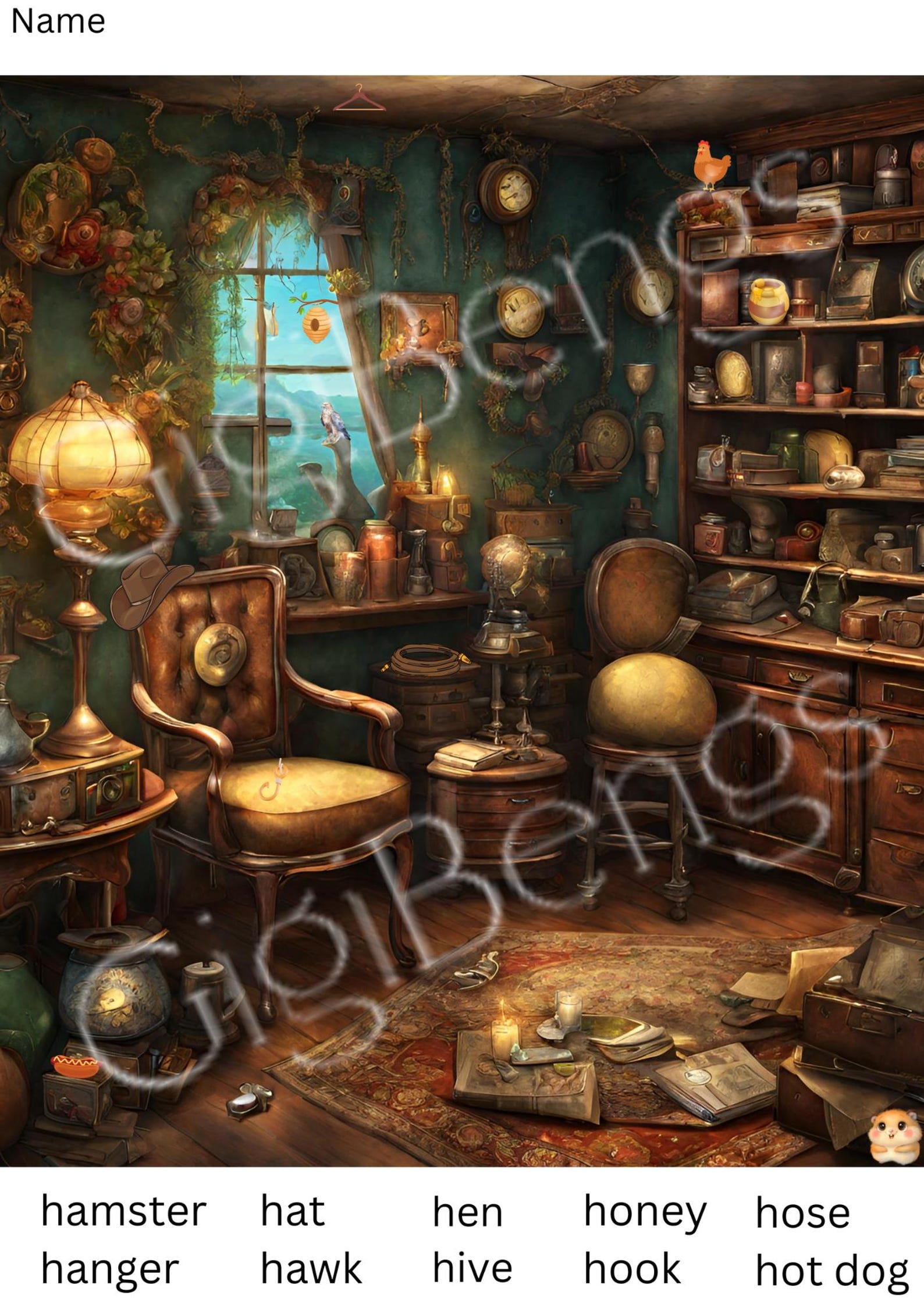 Letter H Alphabet Puzzle, Hidden Object Game (printable PNG) - Etsy