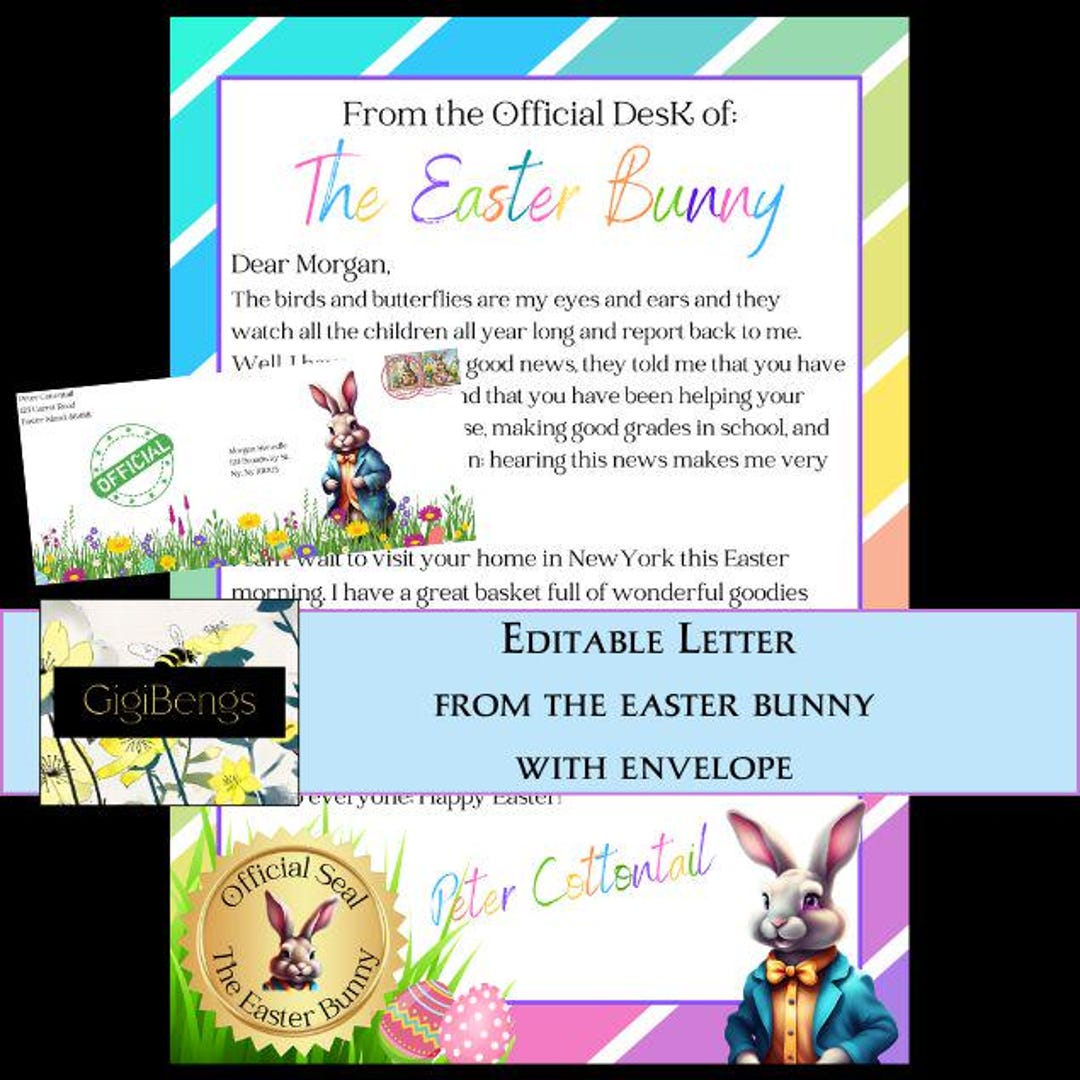 EDITABLE Easter Bunny Letter for Kids Official Easter Bunny Letter for ...
