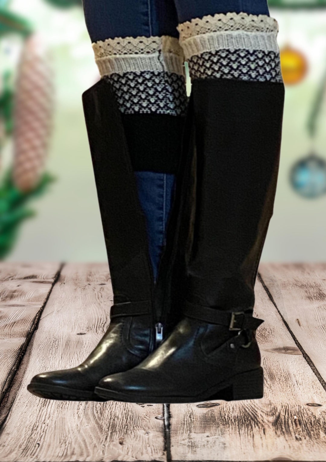 Reversible Knit Boot Cuffs Boot Toppers Women Boot Sock for Winter Leg ...