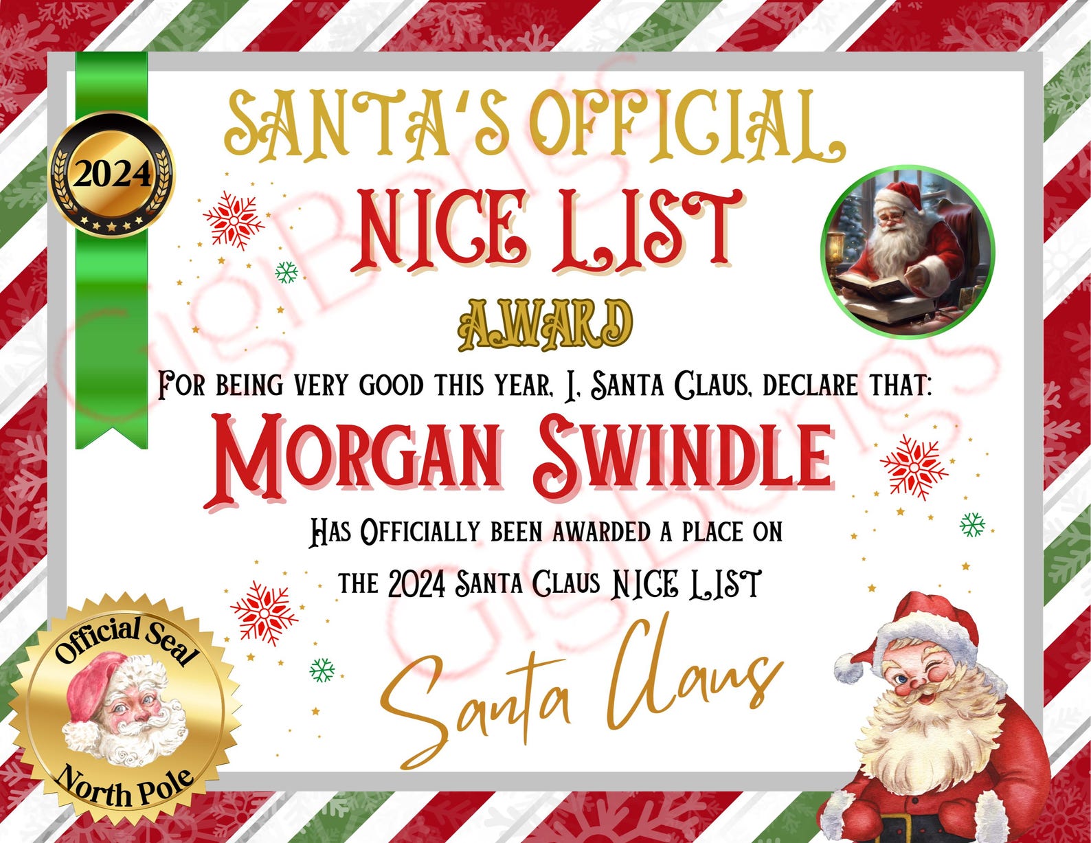 EDITABLE Official Nice List Award From Santa for Kids Christmas Santa ...