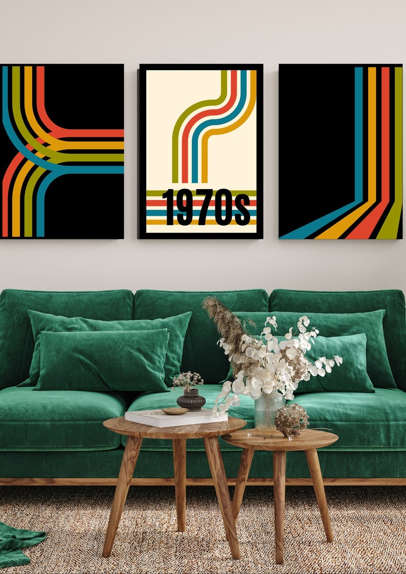 Retro Wall Art Print Set of 3 1970s Vintage Printable Art - Etsy