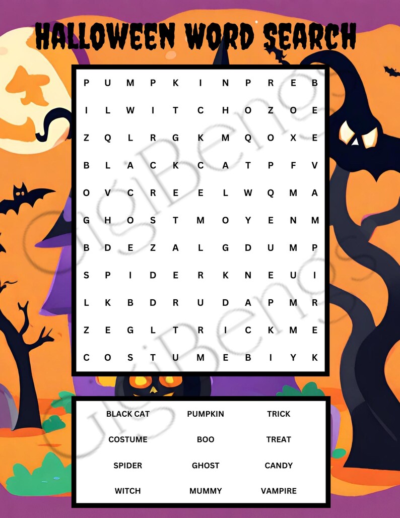 Halloween Word Search Classroom Games Printable Party Game Digital ...