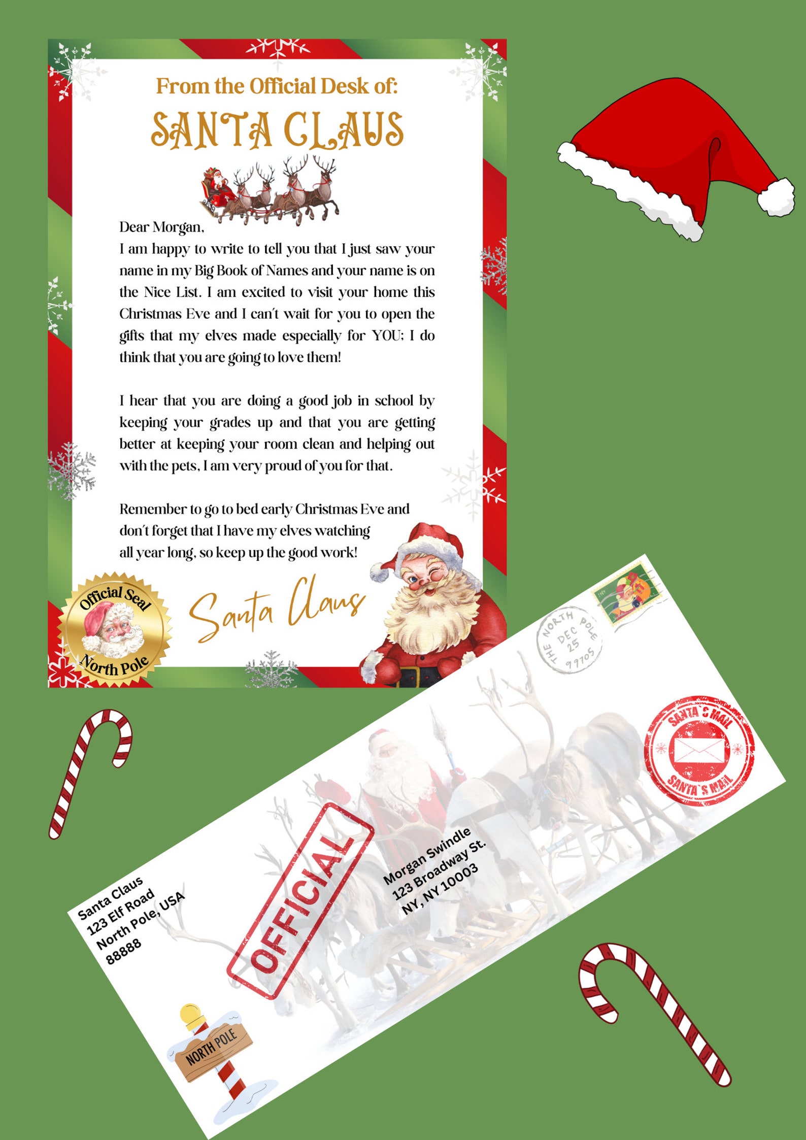 EDITABLE Official Letter From Santa for Kids Bundle With Santa Envelope ...