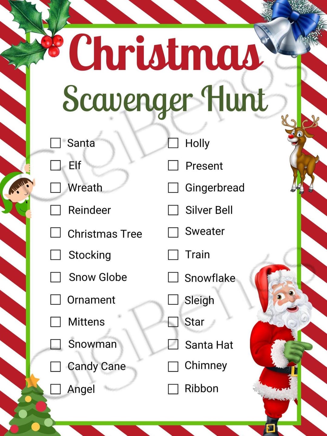 Printable Christmas Scavenger Hunt Game: Kids' Treasure Hunt (digital ...