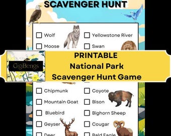 Printable Yellowstone National Park, Scavenger Hunt, Travel Games ...