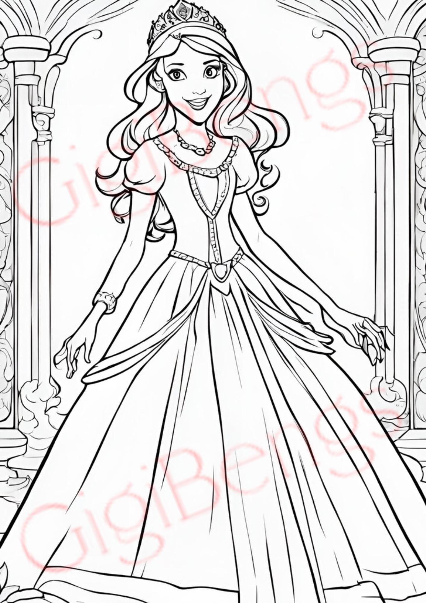 12 Princess Coloring Pages BUNDLE Printable Art for Girls Princess Art ...