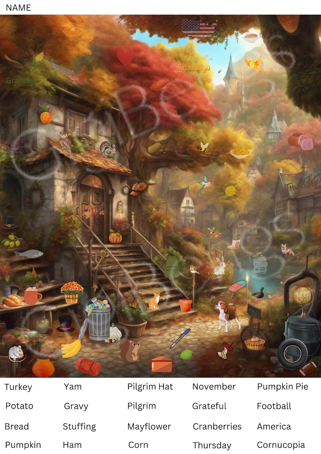 PRINTABLE Thanksgiving Hidden Object Game Digital Classroom Game ...