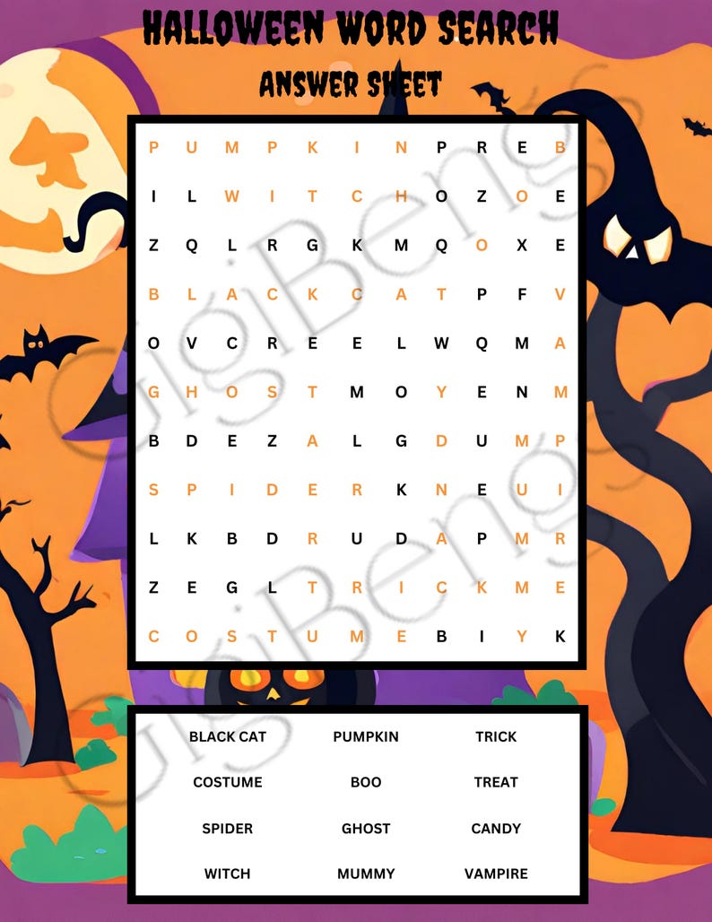 Halloween Word Search Classroom Games Printable Party Game Digital ...