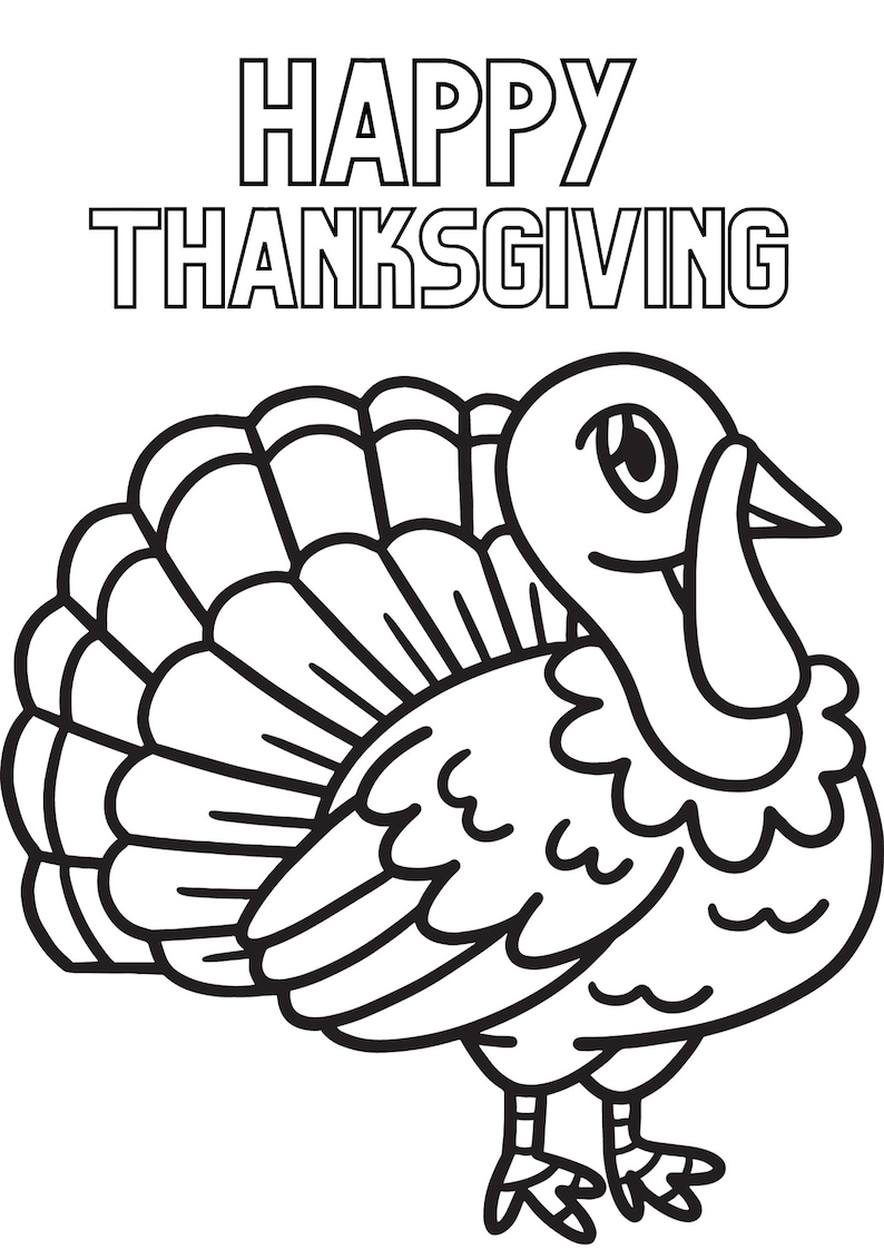 Five Happy Thanksgiving Turkey Coloring Pages for Kids Happy ...