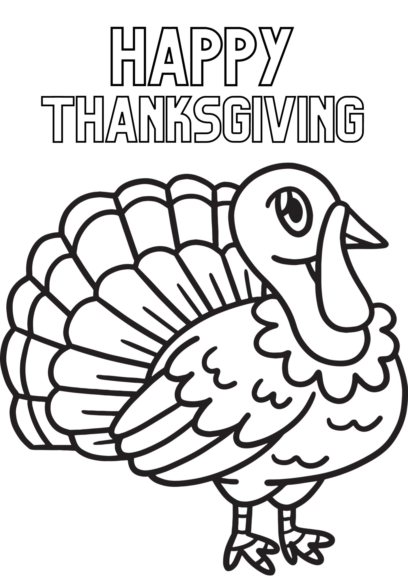 Five Happy Thanksgiving Turkey Coloring Pages for Kids Happy ...
