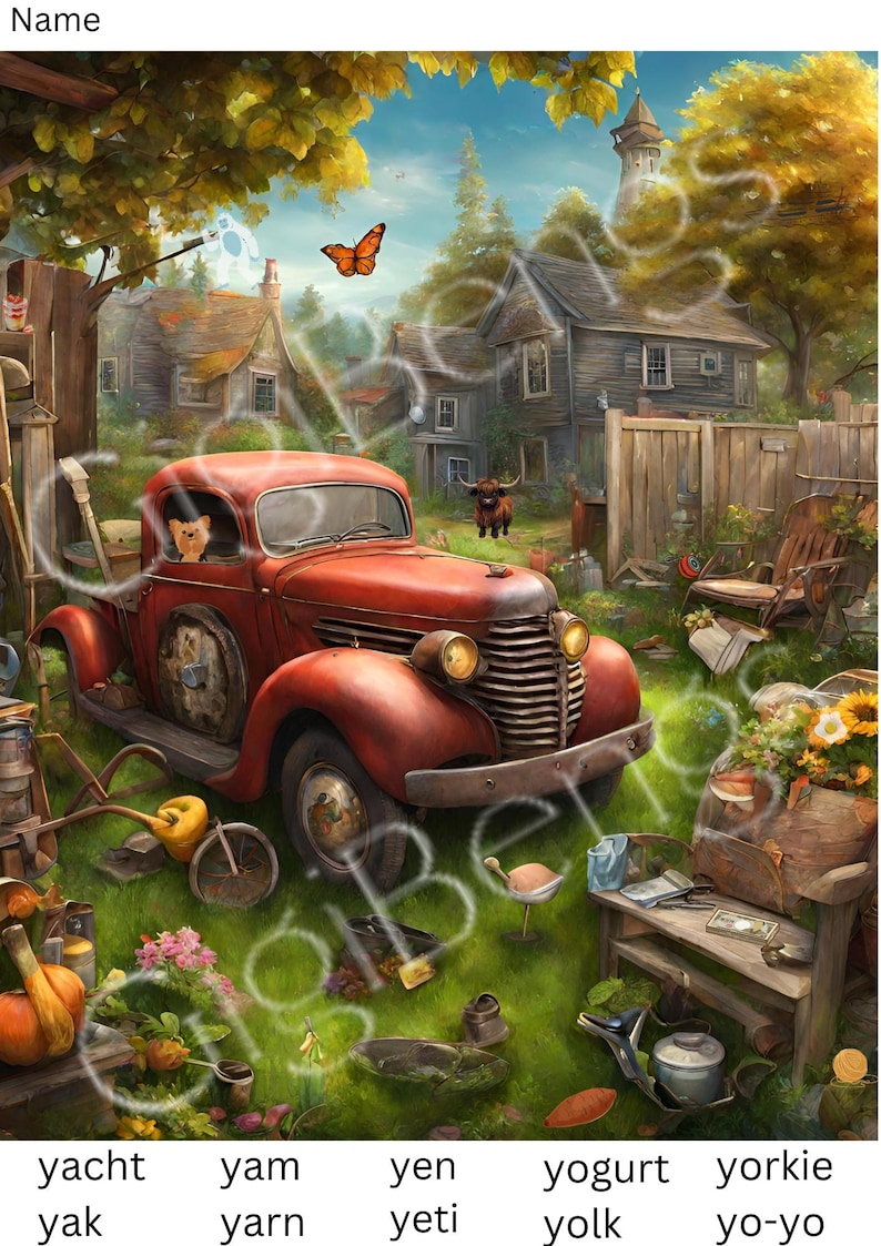 Letter Y Hidden Object Game - Fun Printable Kids Activity - Etsy