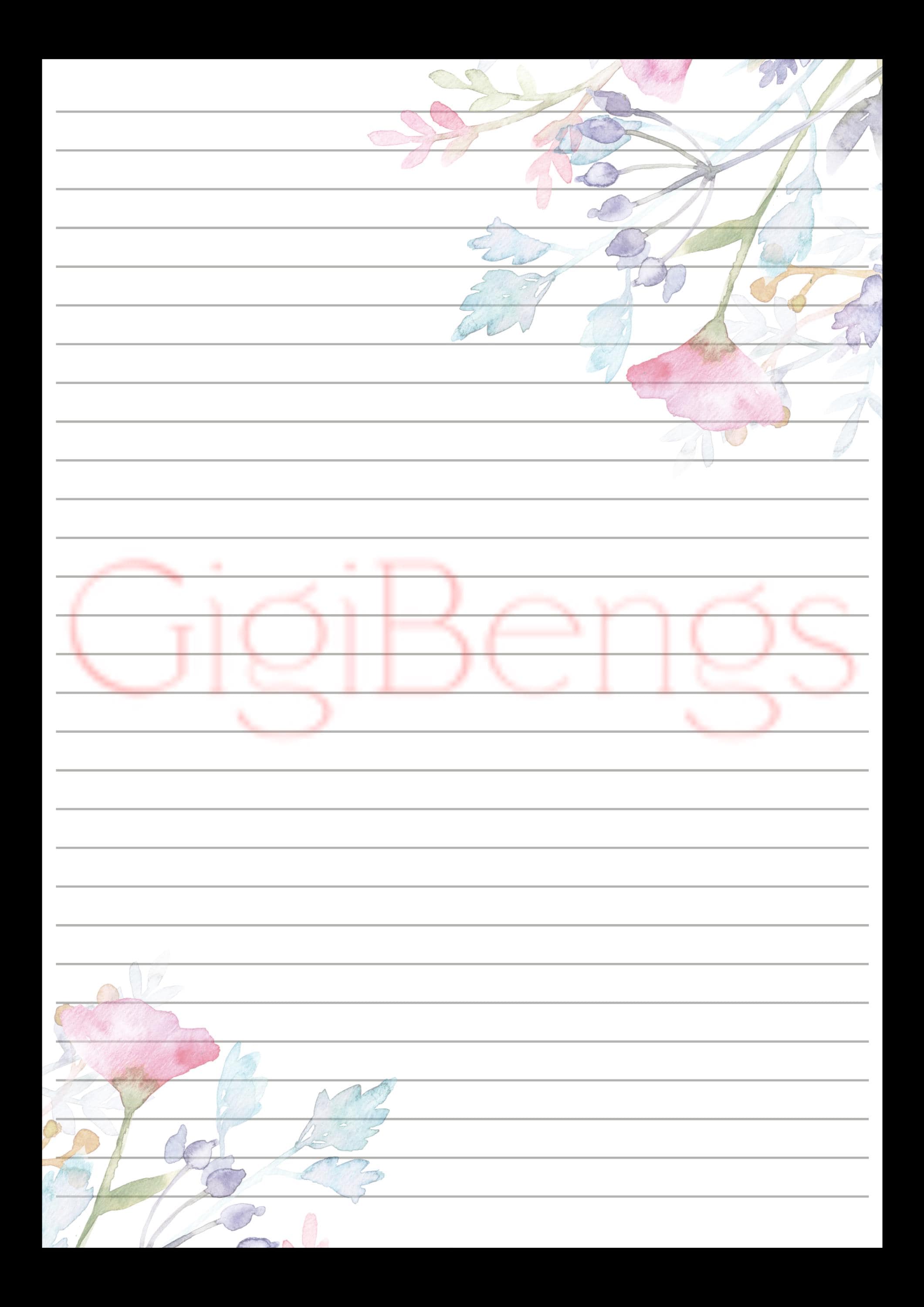 PRINTABLE Floral Stationery Digital Blank Stationery Set With Flowers ...