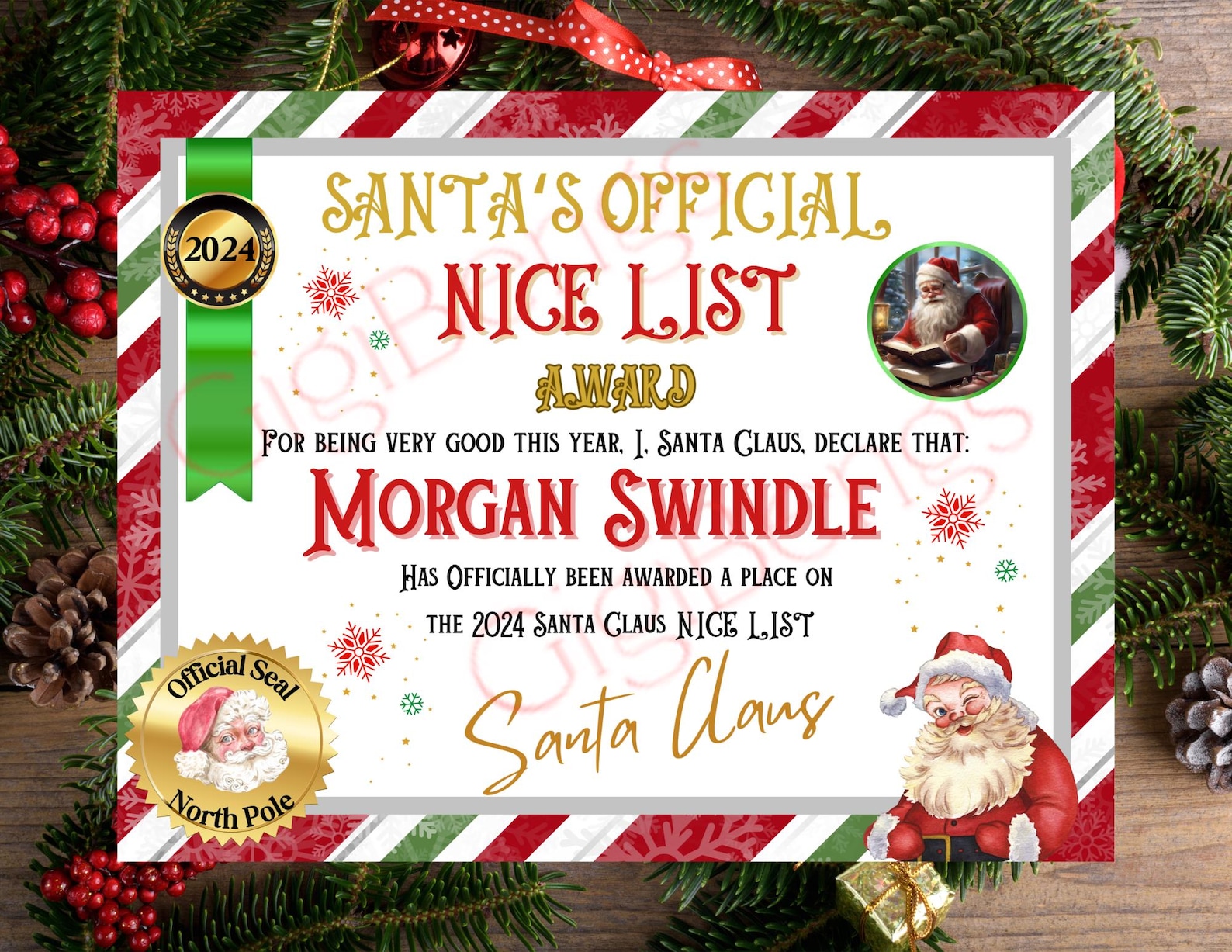 EDITABLE Official Nice List Award From Santa for Kids Christmas Santa ...