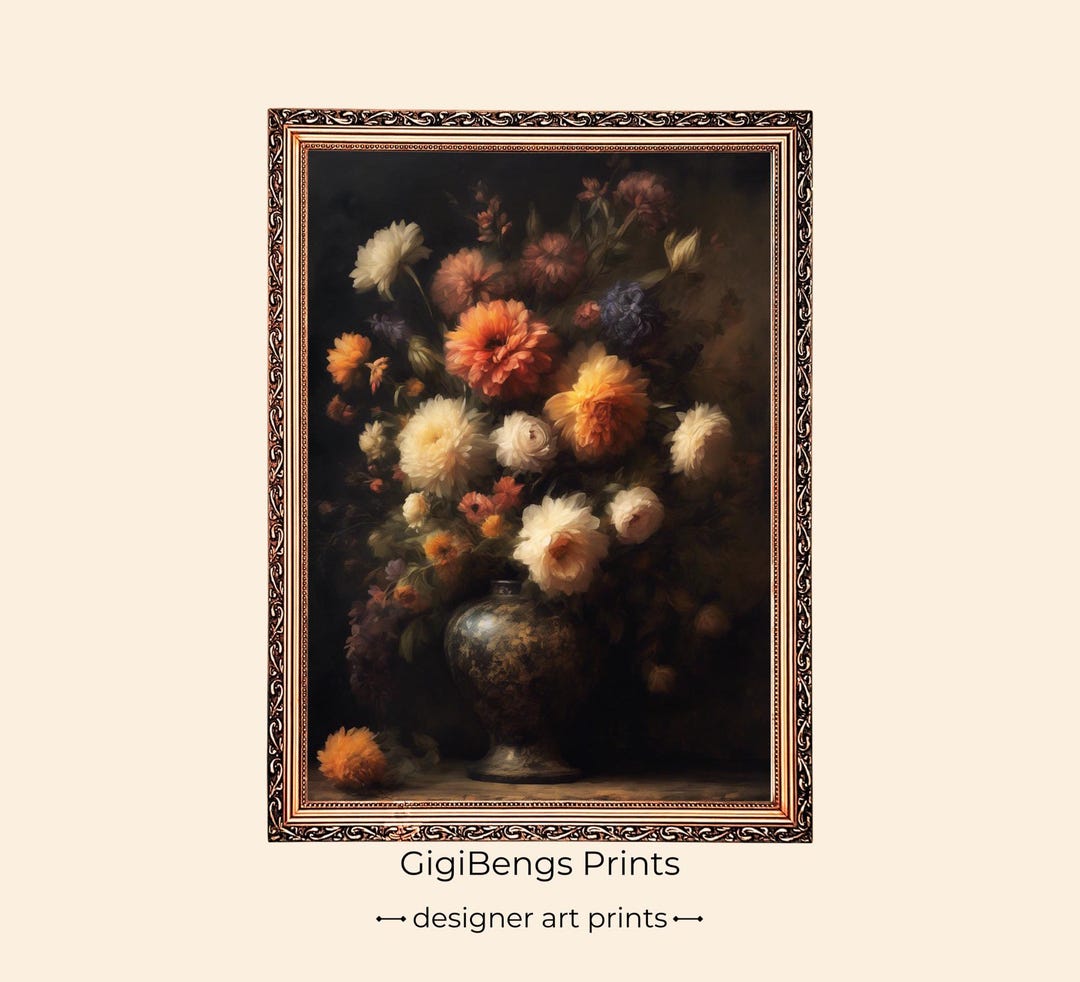 Baroque Floral Printable Wall Art - Vintage Flower Vase Digital ...