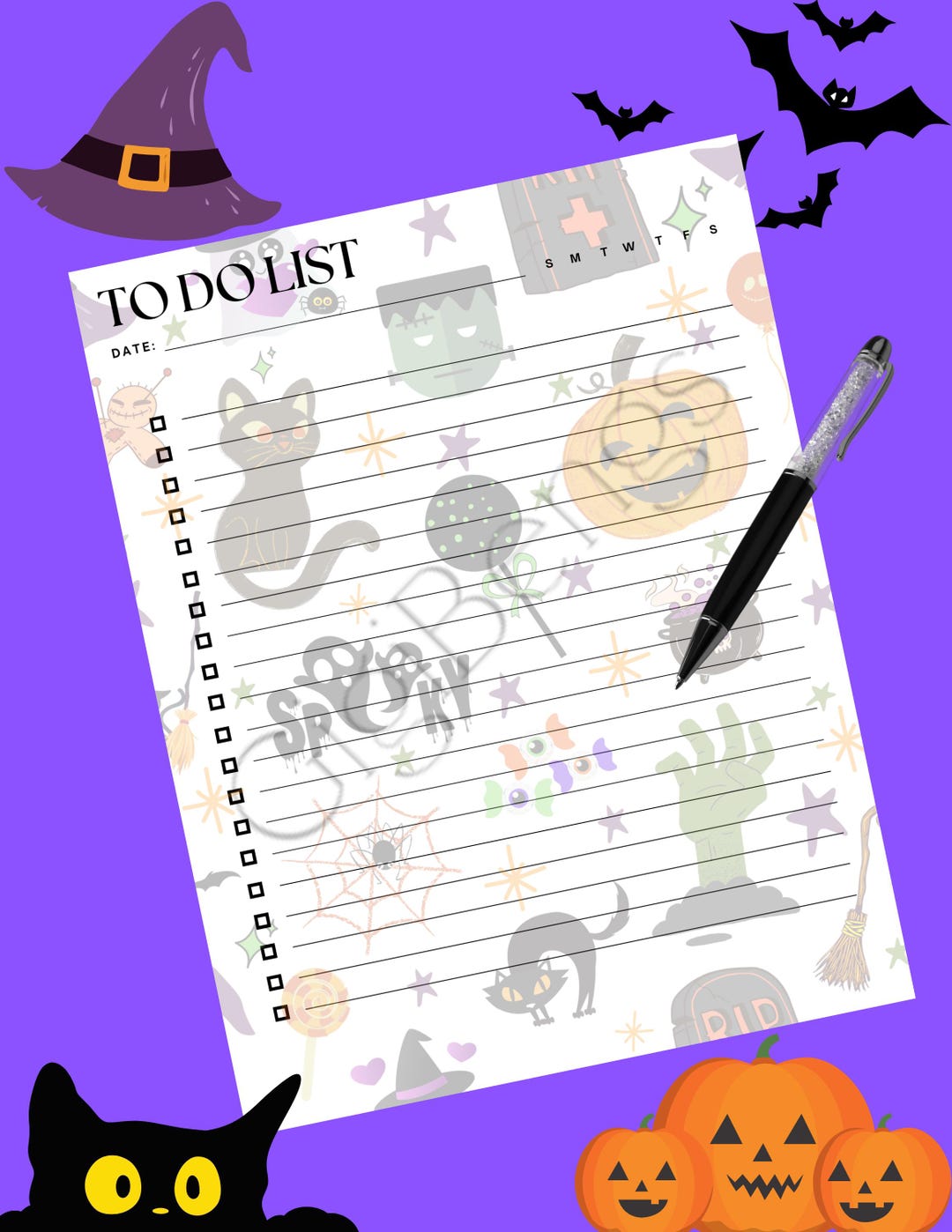 Halloweento Do List Daily Planner Sheet Instant Print to Do List ...