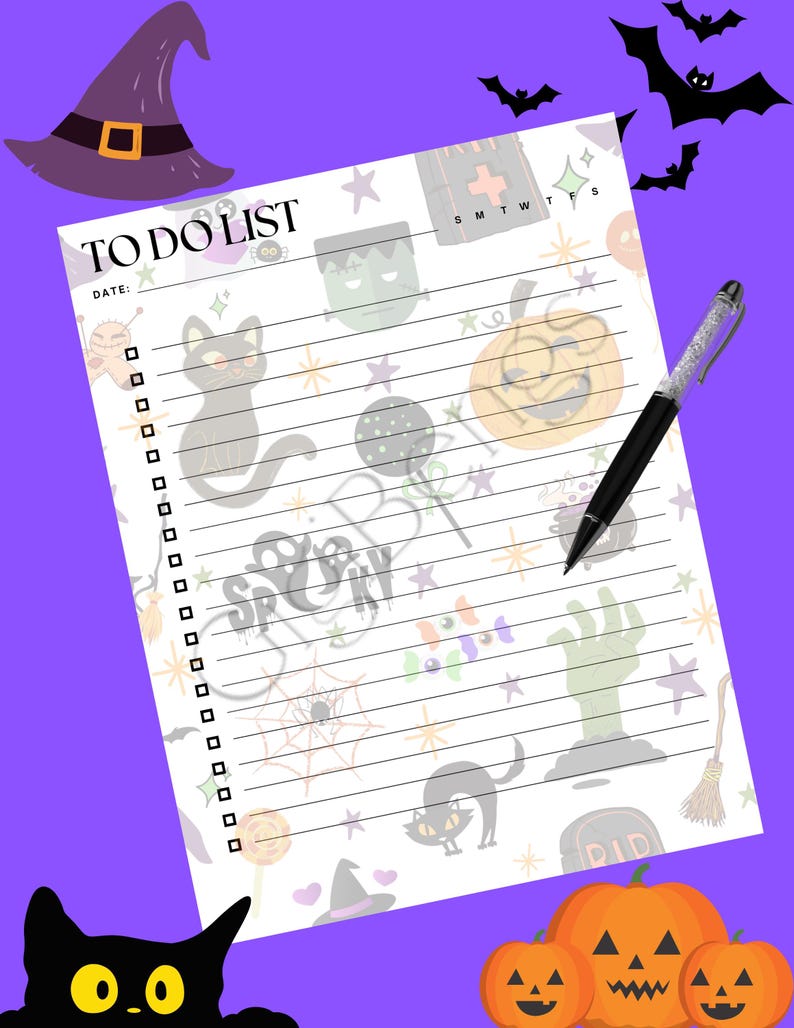 Halloweento Do List Daily Planner Sheet Instant Print to Do List ...