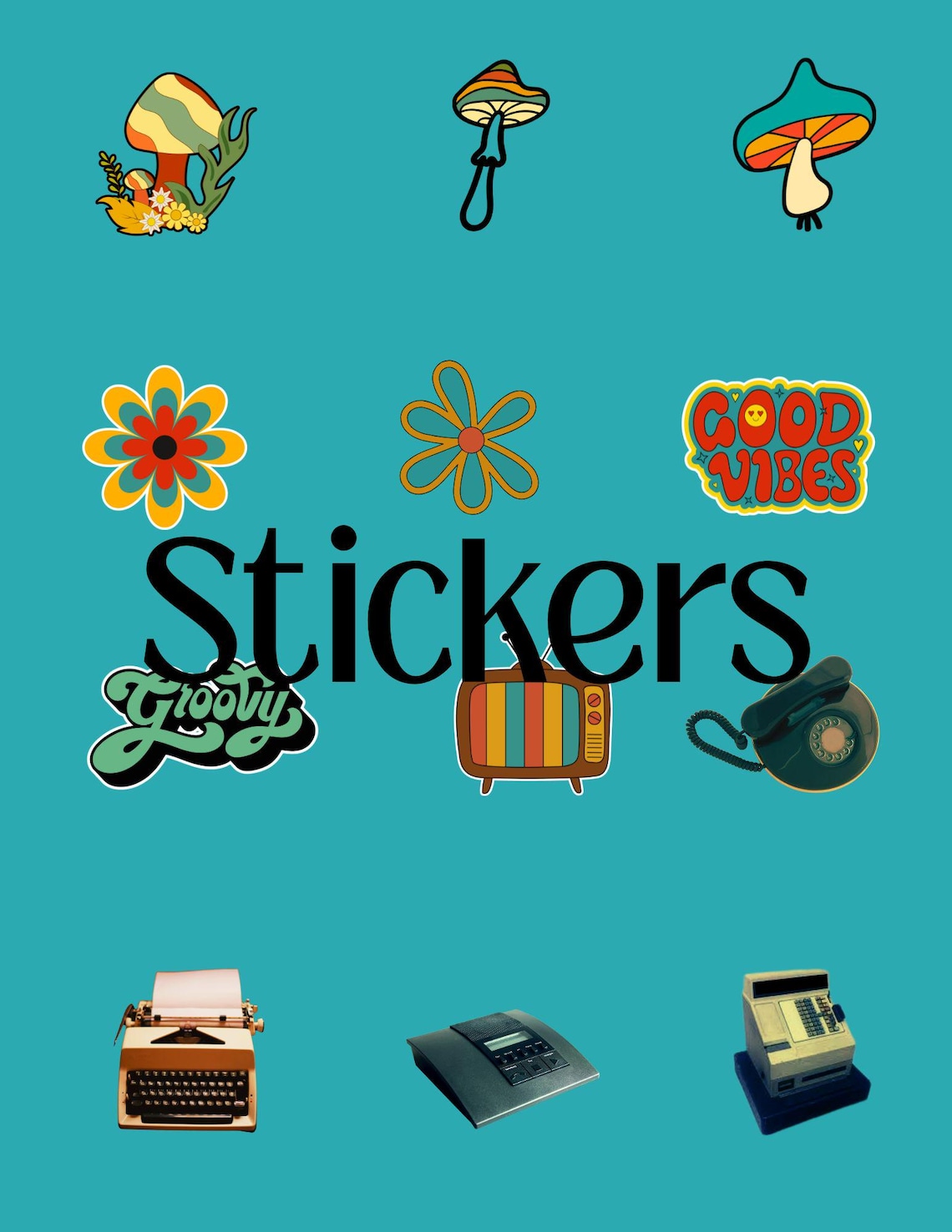 Retro 70s Junk Journal Kit, Printable Scrapbook Papers & Stickers ...