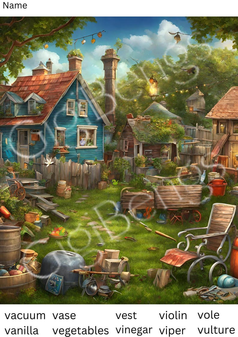 Letter V Hidden Object Game: Printable Elementary School Activity ...