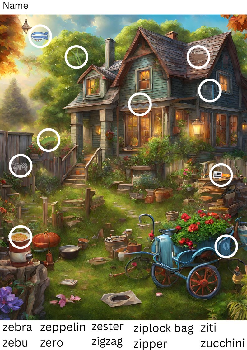 Hidden Object Game: Letter Z Printable Activity - Fun Learning Tool - Etsy