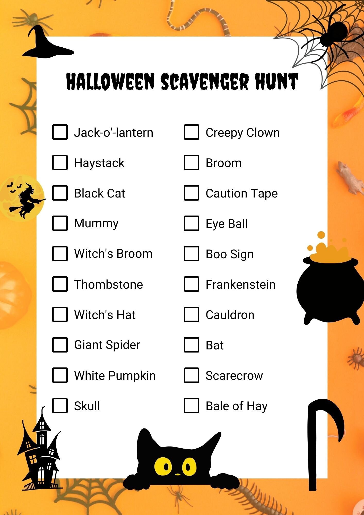 Editable Halloween Scavenger Hunt Game Digital Halloween Game Printable ...