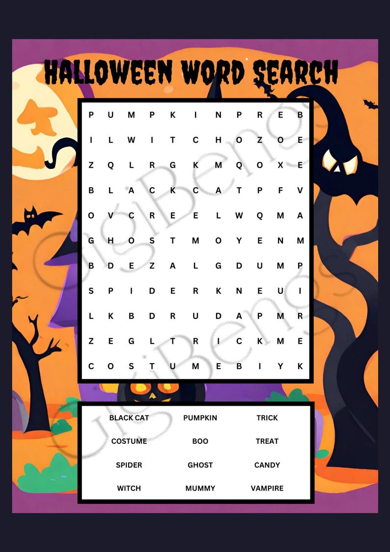 Halloween Word Search Classroom Games Printable Party Game Digital ...