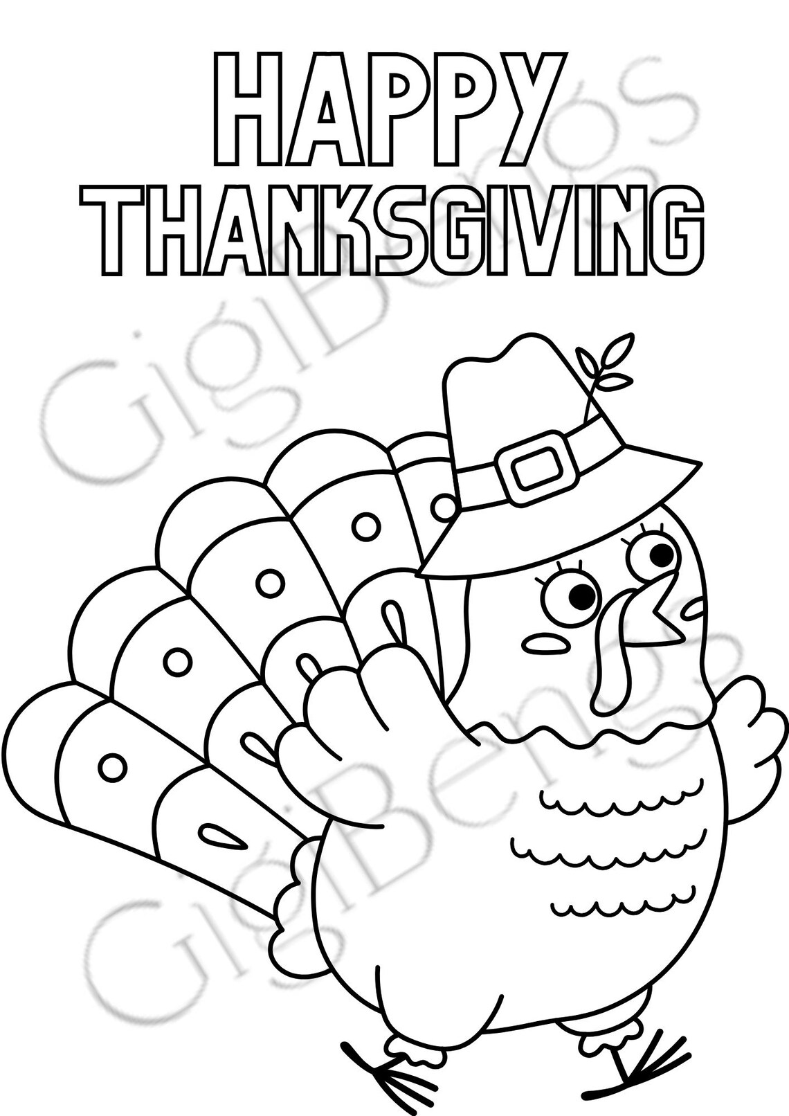 Five Happy Thanksgiving Turkey Coloring Pages for Kids Happy ...