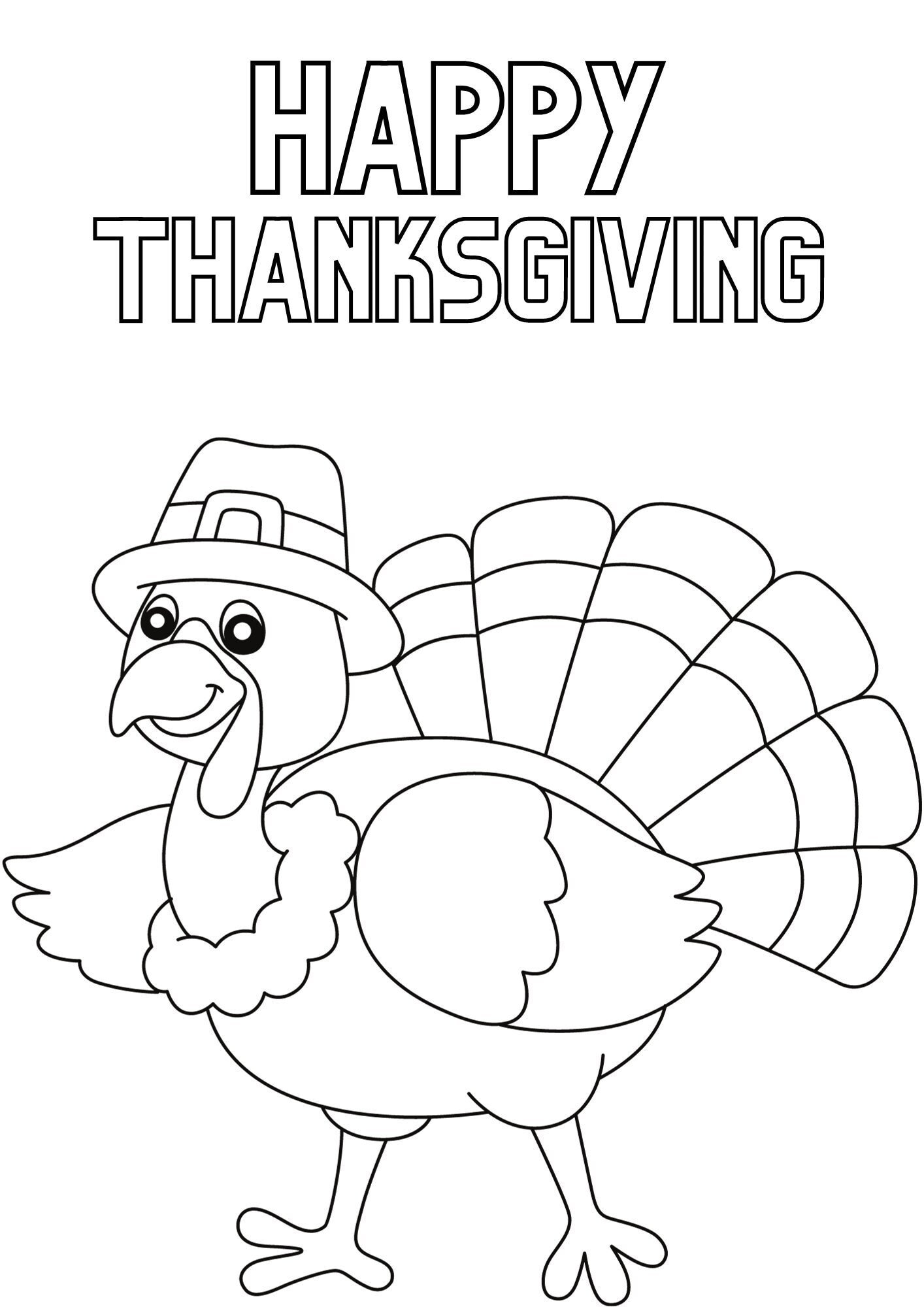 Five Happy Thanksgiving Turkey Coloring Pages for Kids Happy ...