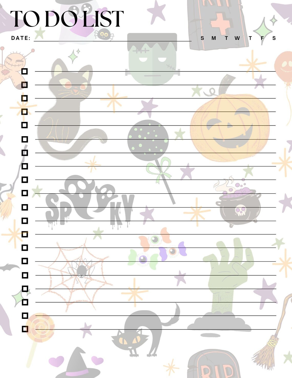 Halloweento Do List Daily Planner Sheet Instant Print to Do List ...